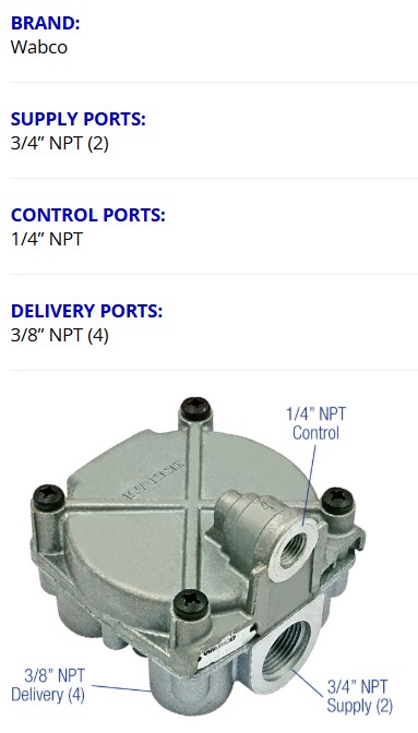 9730110060 Relay Valve, 4 Port, Wabco | Jett Industrial Supplies